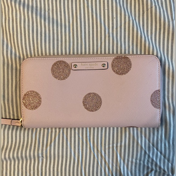 Bags | Pink With Sparkle Polka Dots Wallet | Poshmark